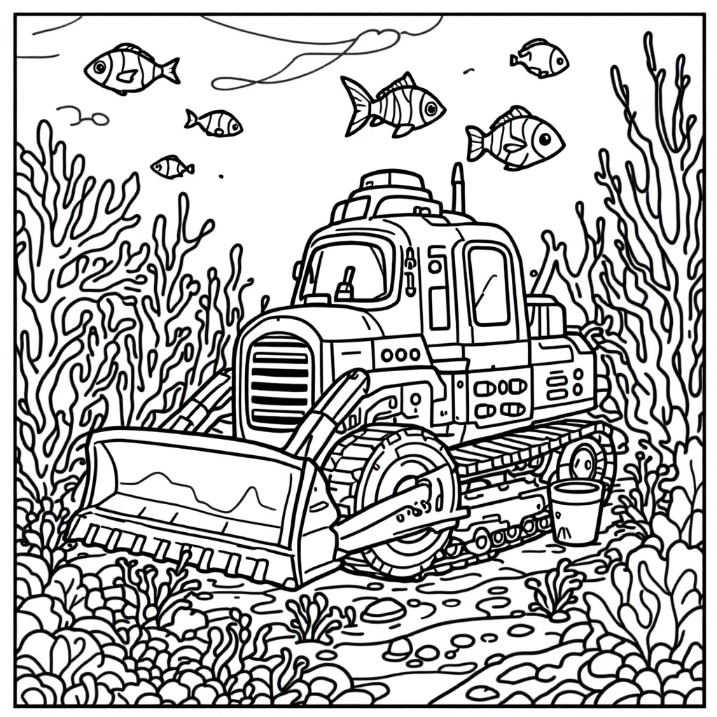 Bulldozer Free Coloring Pages