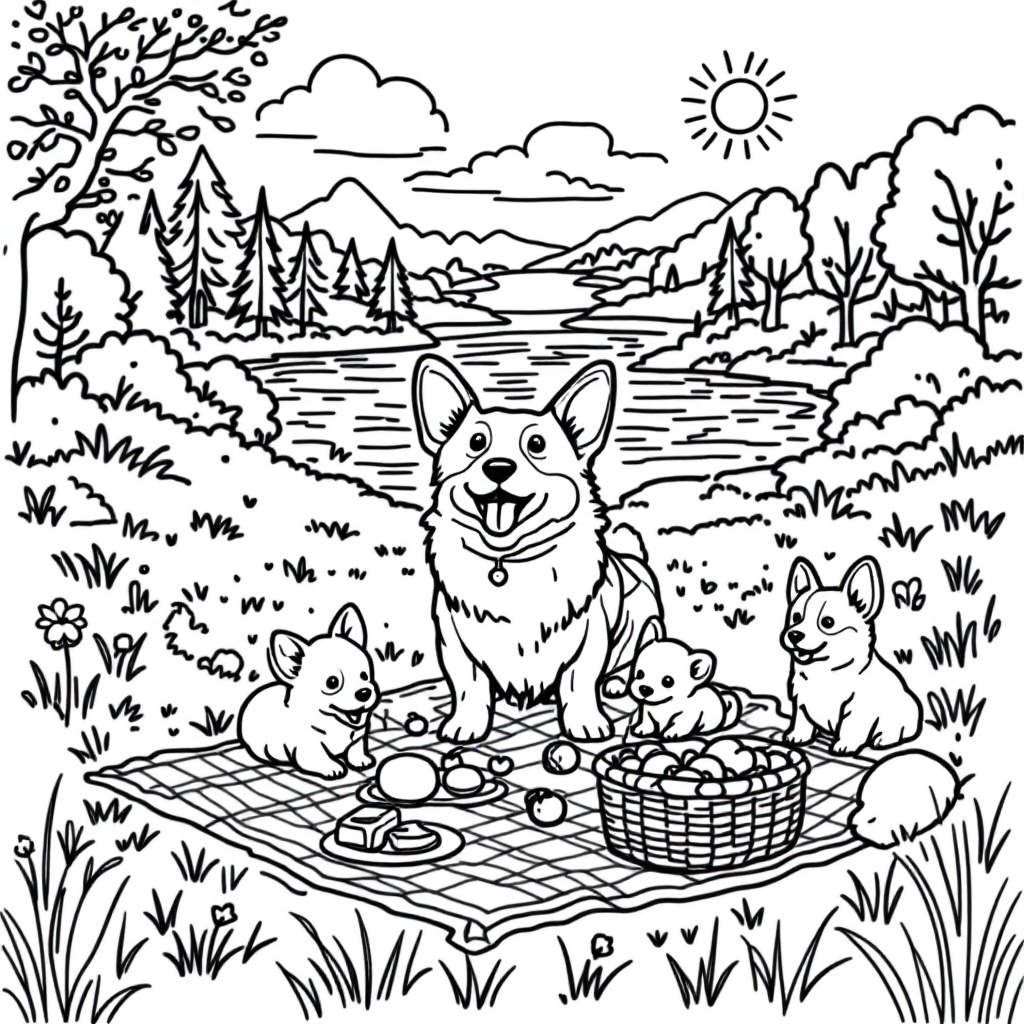 Corgi Free Coloring Pages