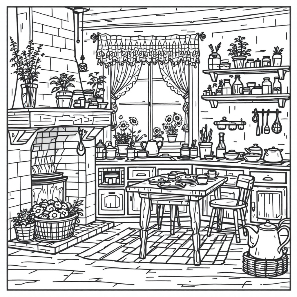 Cottagecore Free Coloring Pages