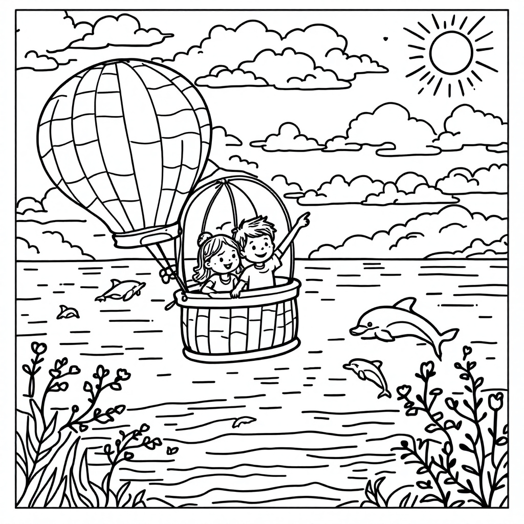 Hot Air Balloon Free Coloring Pages